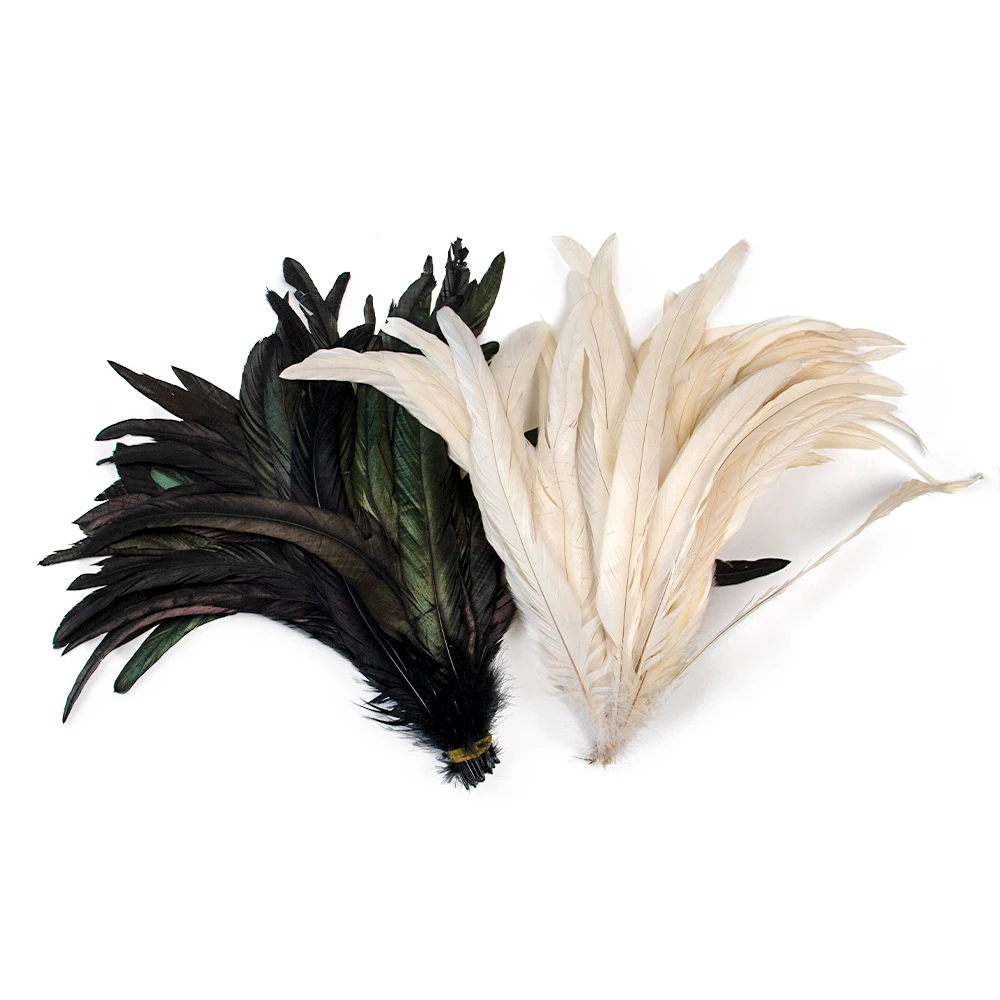 100-Pcs-Lot-Rooster-Tail-Feathers-Natural-Black-White-Cock-Feathers-for ...