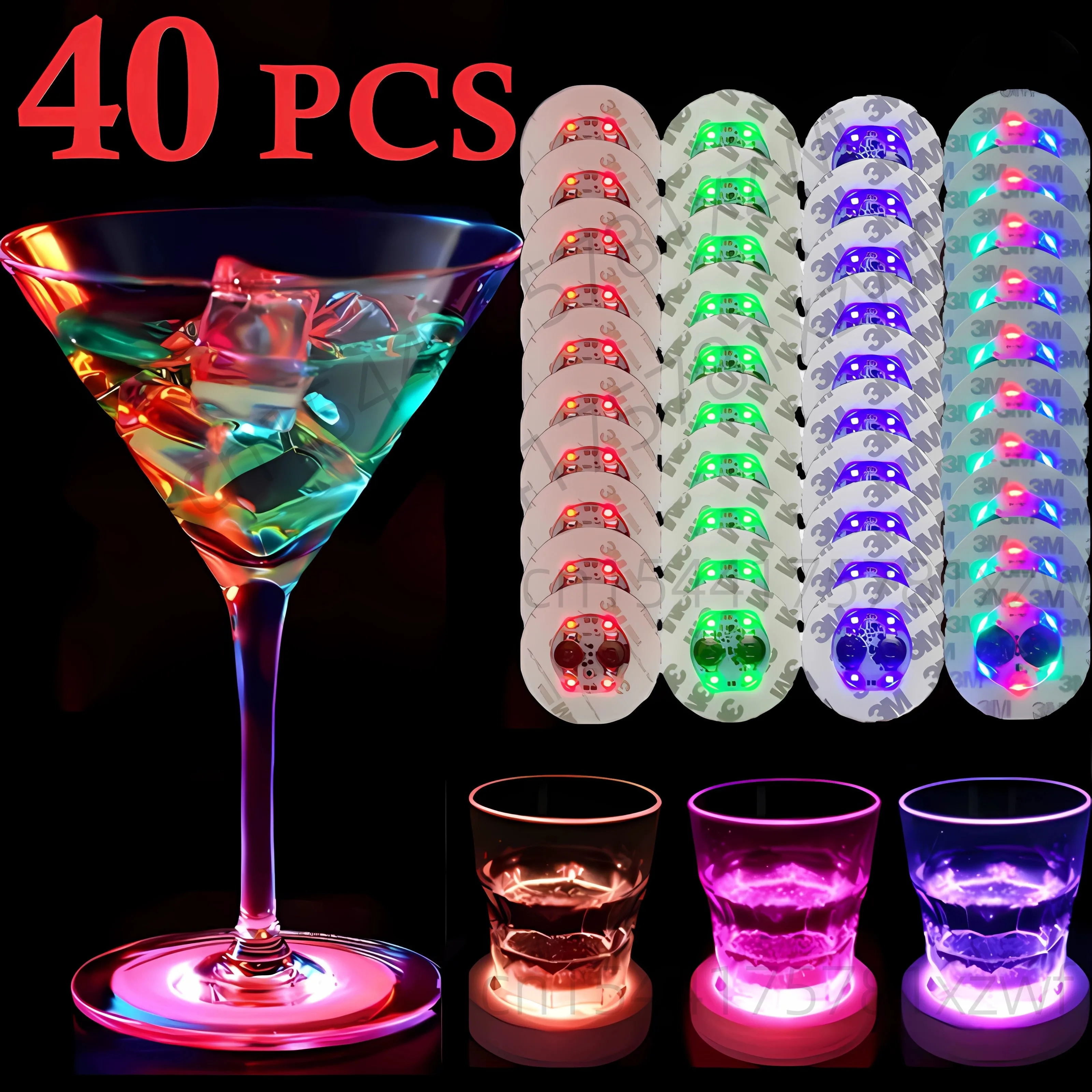 LED Coaster Luminous Bottle Stickers Lights 6cm Lamps for Xmas Bar KTV ...