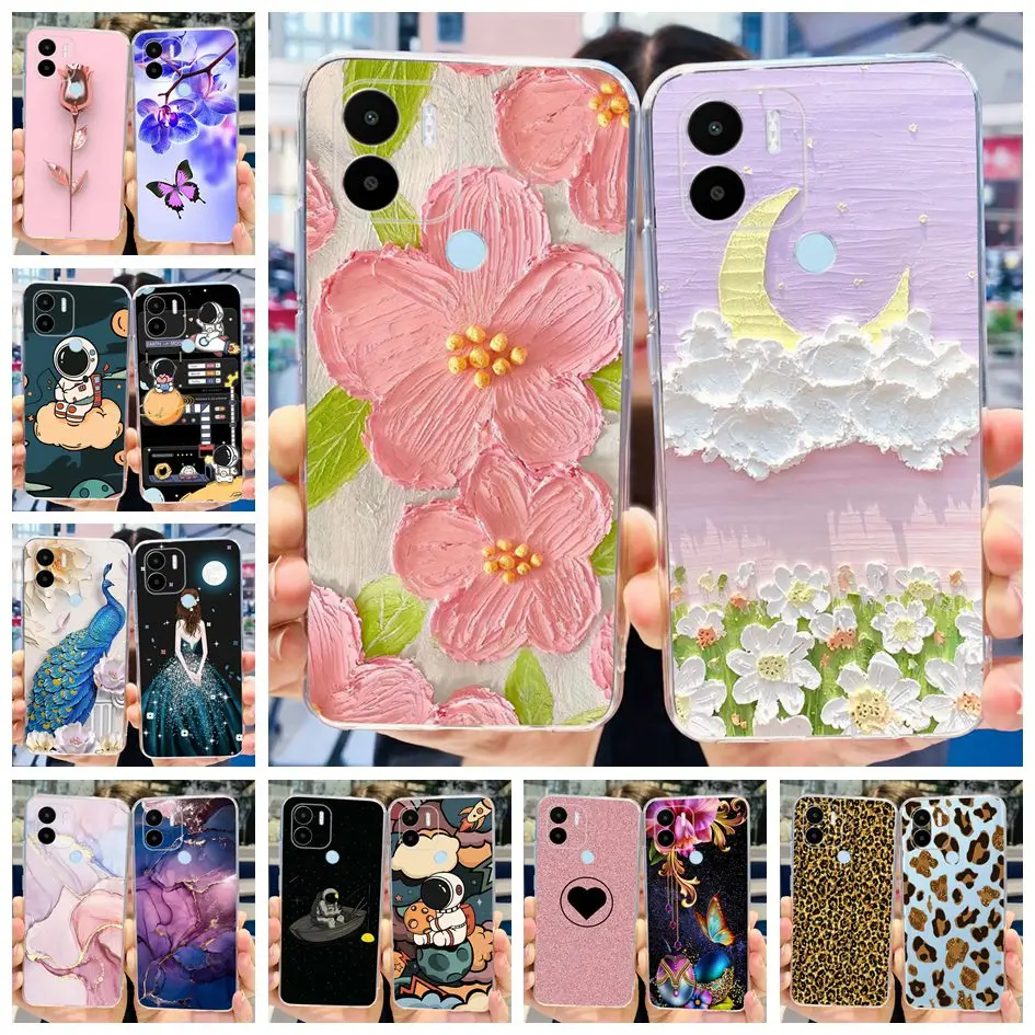 For Xiaomi Poco C65 Case Popular Flower Shockproof Silicone Clear Soft ...