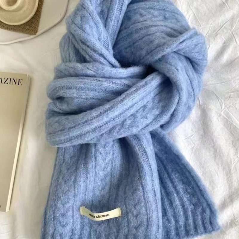 Wool Blended Knitted Scarf Women Winter Korean Version Soft Fashion ...