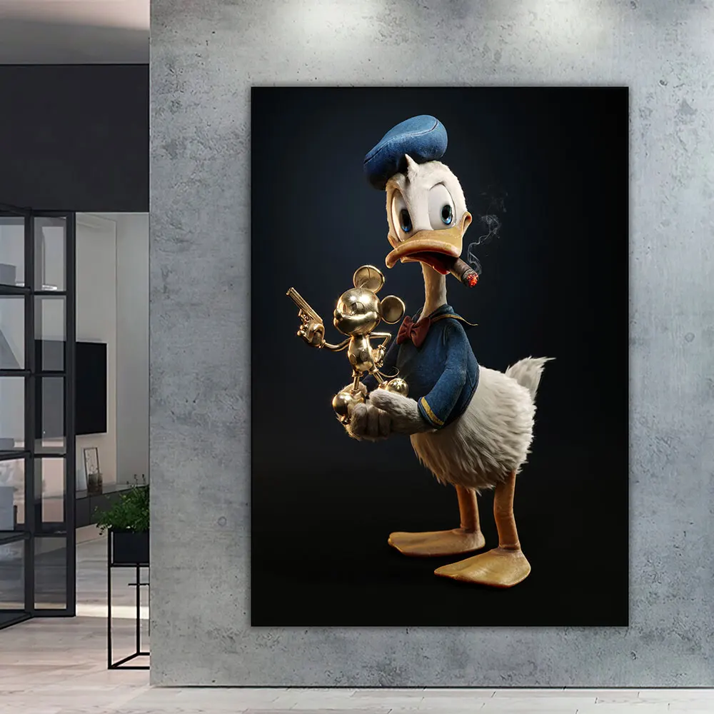 Disney-Cartoon-Poster-Donald-Duck-Smoke-Cigarette-Gold-Mickey-Mouse ...