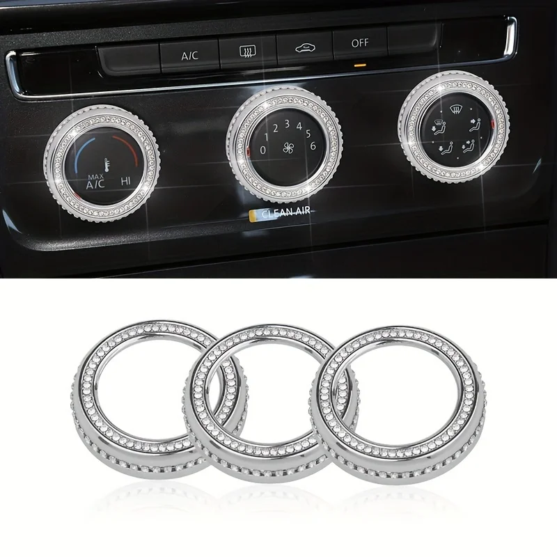 3Pcs-Bling-Car-Center-Console-Air-Conditioner-Control-Knob-Switch ...