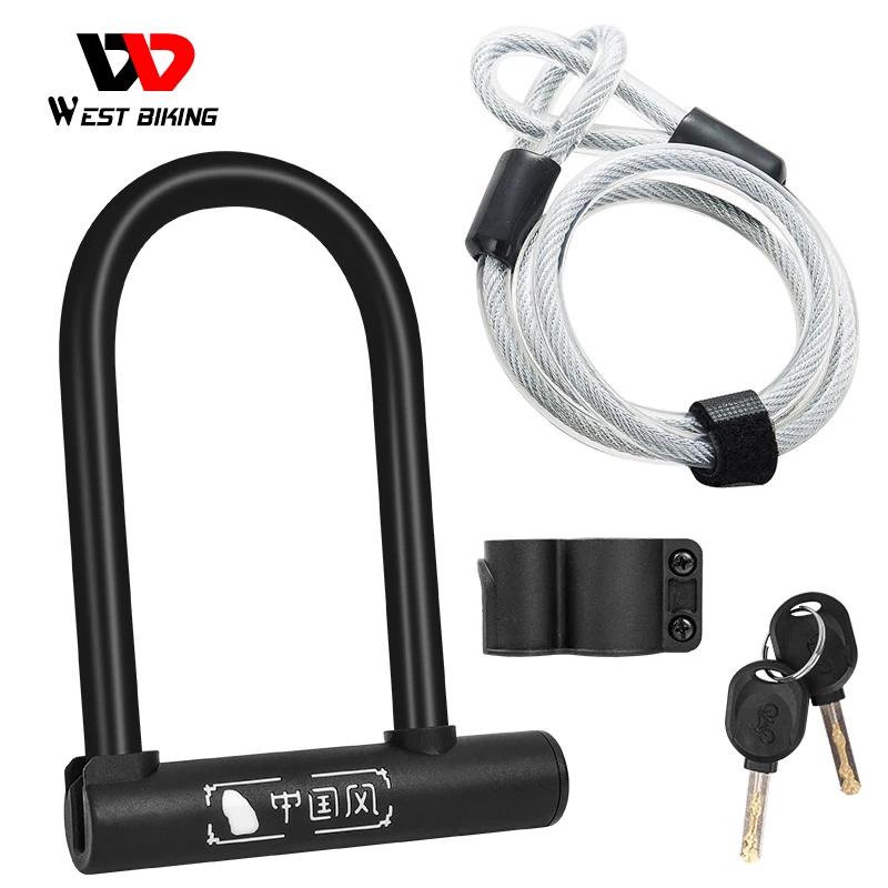 West Biking Bicycle U Lock Mtb Road Bike Wheel Lock 2 Keys Anti-theft ...