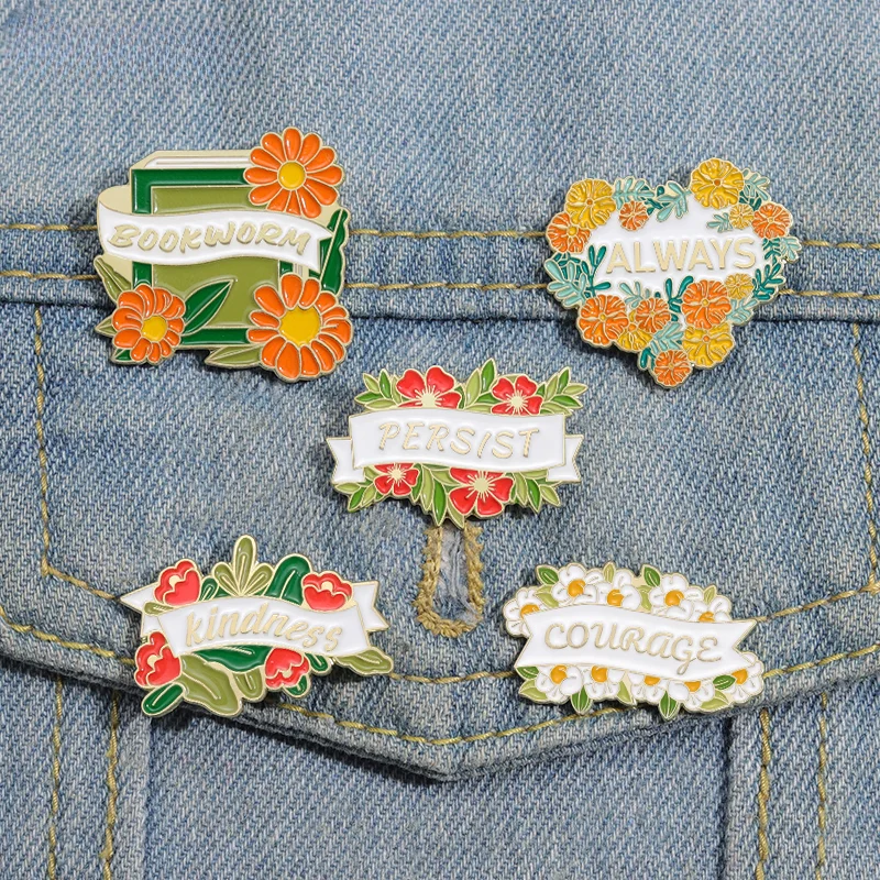 PERSIST-Kindness-Enamel-Pins-Custom-Courage-Bookworm-Brooches-Lapel ...