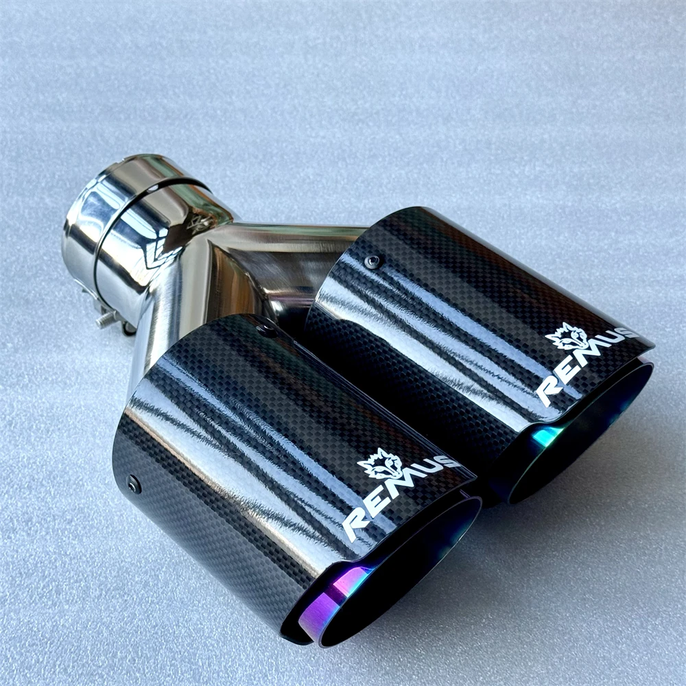 REMUS 1Pcs Dual Car Exhaust Tips Glossy Carbon Fiber Purple/Blue ...