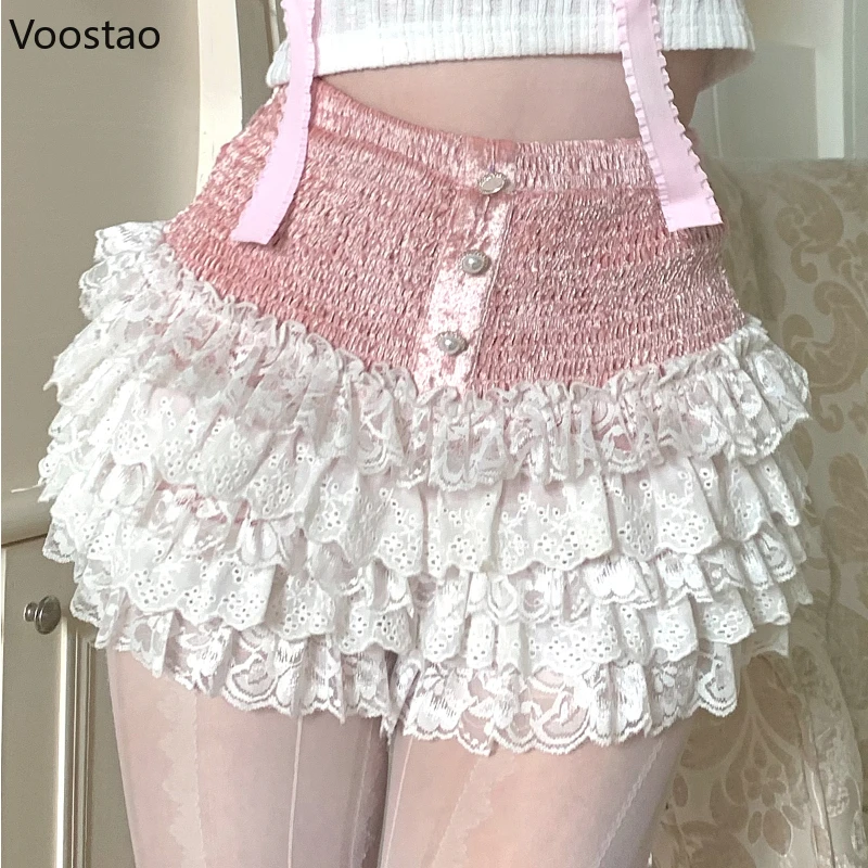 Cute-Lolita-Style-Lace-Shorts-Women-Sweet-Ruffles-Elastic-Waist ...