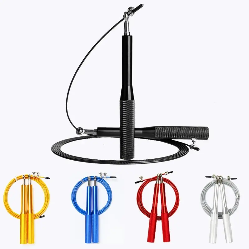 High-Fast-Speed-Rope-Wire-Rope-Jump-Skipping-Black-Rope-Aluminum-Handle ...