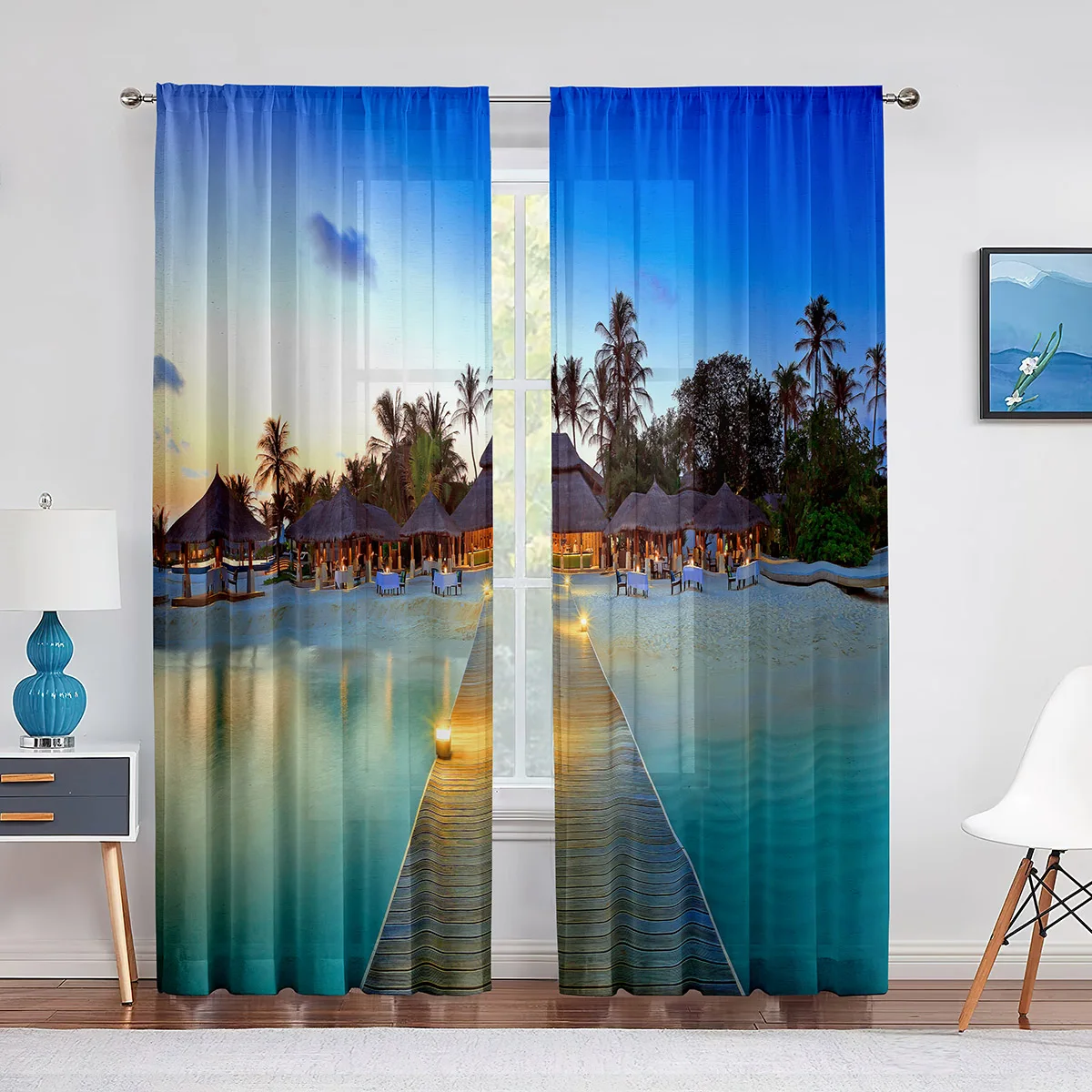 Rideaux-de-fen-tre-en-tulle-pour-chambre-coucher-oc-an-le-tropicale-sc ...