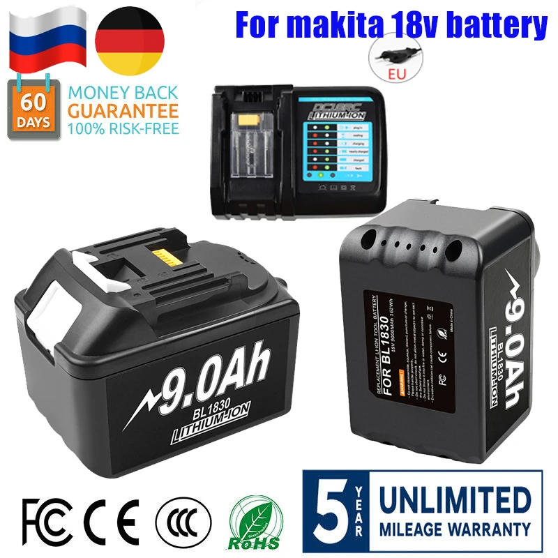 2022 verbesserte 9A/3A/6A für Makita 18V Batterie BL1830B BL1850B ...