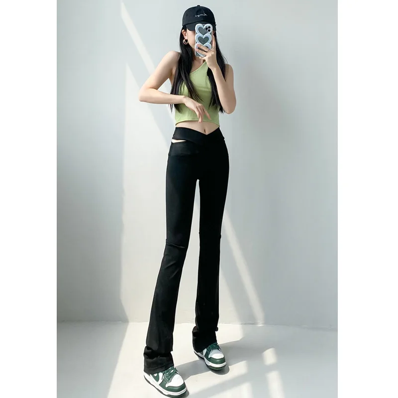 Black-High-Waist-Horseshoe-Pants-for-Women-Personali-Cross-Hollow ...