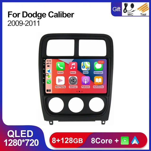 10'' QLED Screen Wireless Carplay For Dodge Caliber 2009 – 2011 Car ...