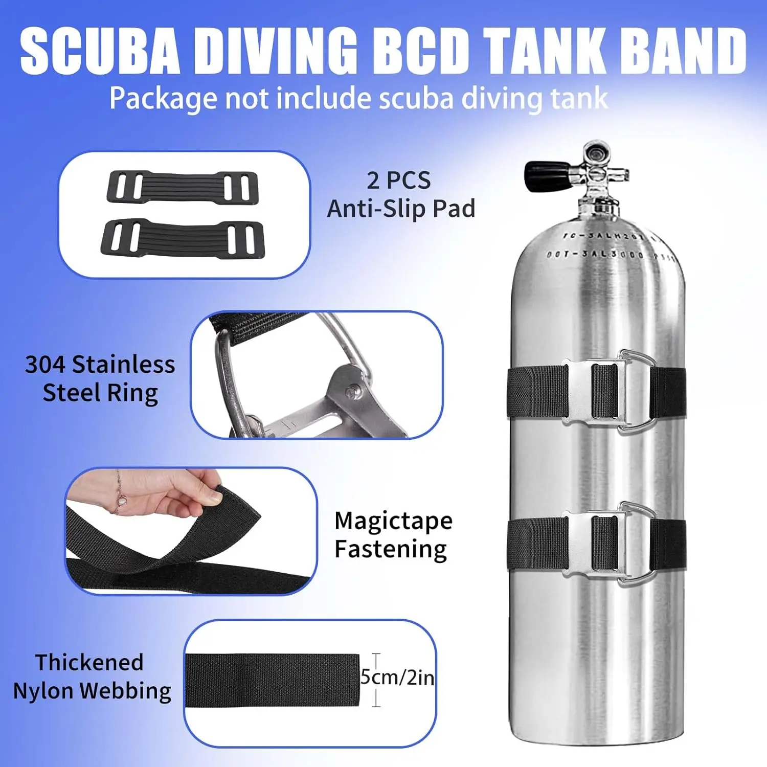1piece Scuba Diving BCD Tank Band Adjustable and Sturdy Dive Tank Strap ...