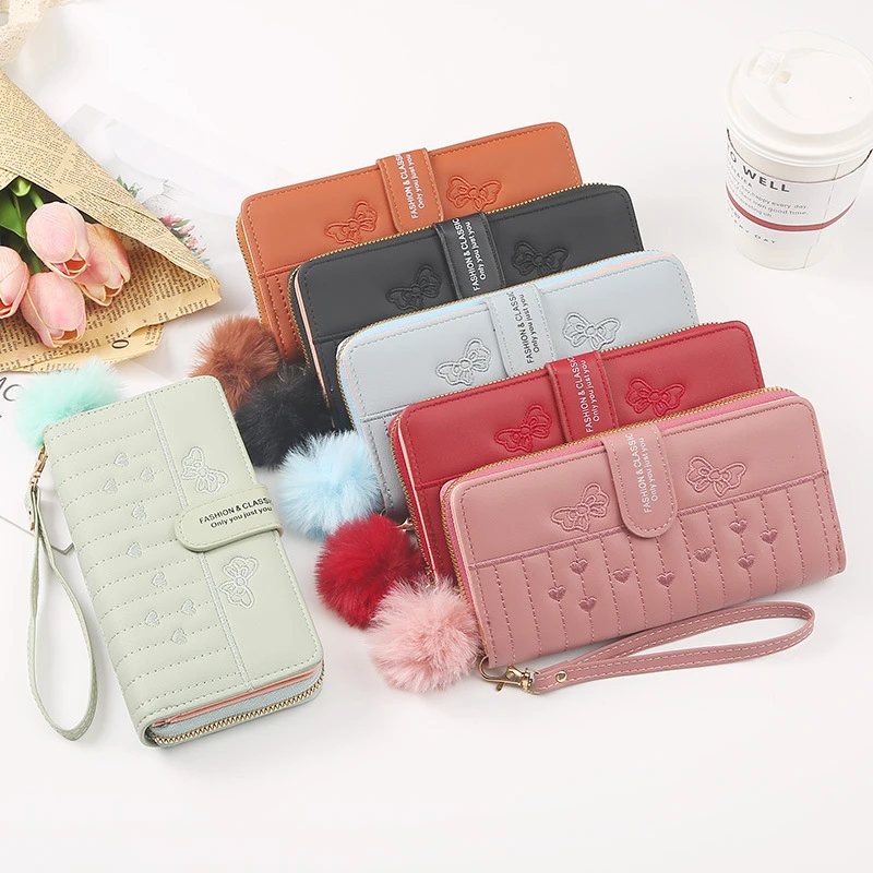 Women Long Wallets Zipper Embroidery Clutch Female Luxury Purse Card ...