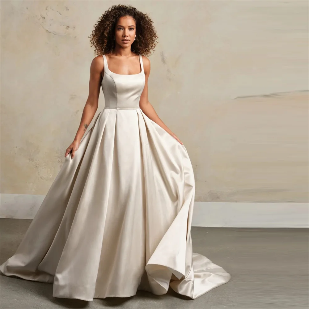 FIDDY898-Spaghetti-Strap-Square-Neckline-for-Women-Wedding-Gowns-A-line ...