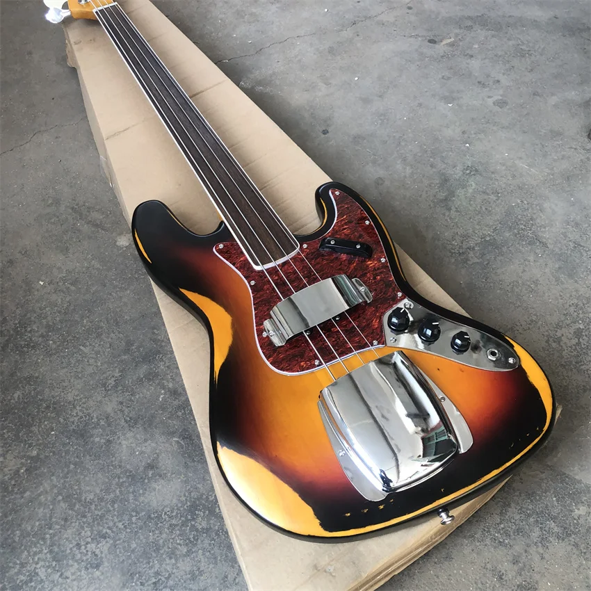 Custom-four-string-electric-bass-sunset-color-nitro-matte-paint-free ...