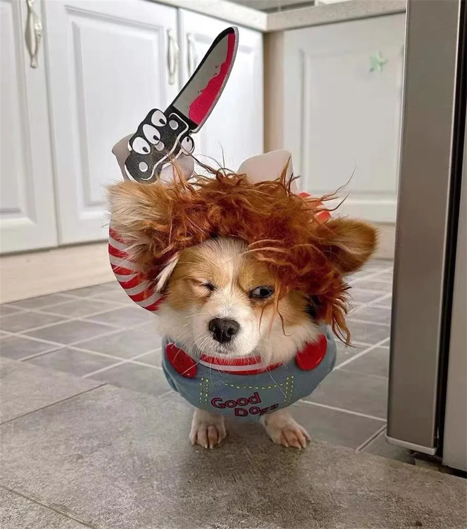 Clown-COS-Pet-Costume-Dogs-Cat-Halloween-Dress-up-Suitable-for-Both ...