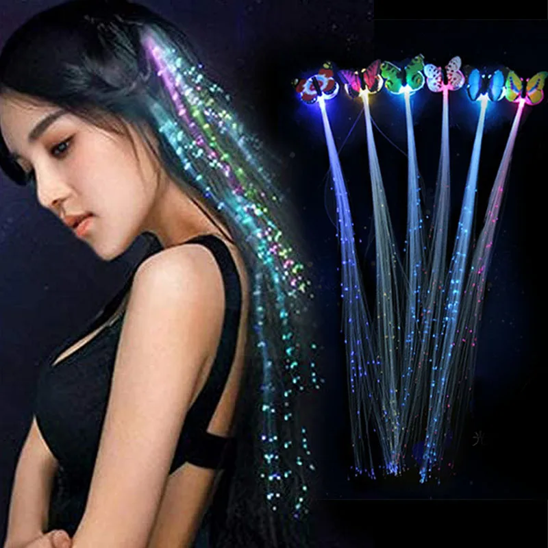 Butterfly-LED-Light-up-Hair-Clip-colorful-Glowing-Hair-Braid-Night-Club ...