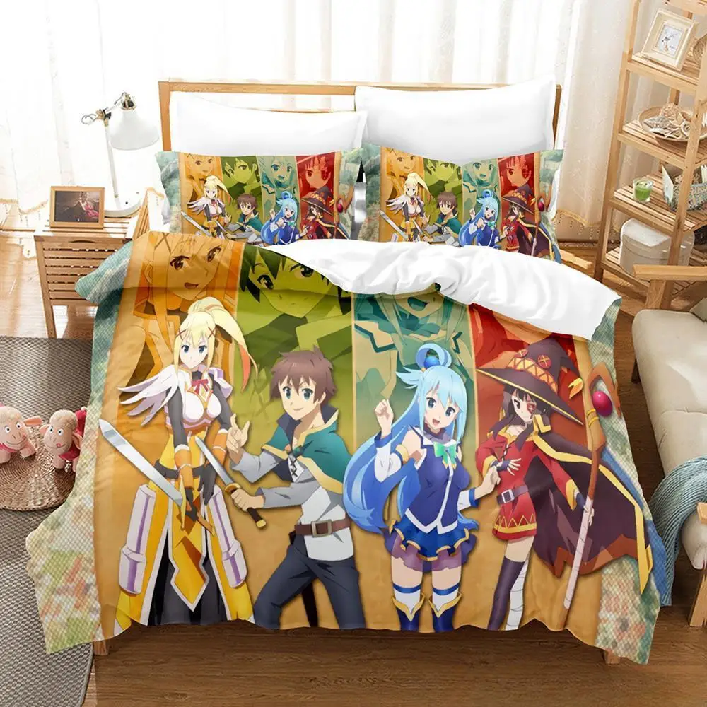 Kawaii KonoSuba Bedding Set Cartoon Anime three-piece Set Adult Kid ...