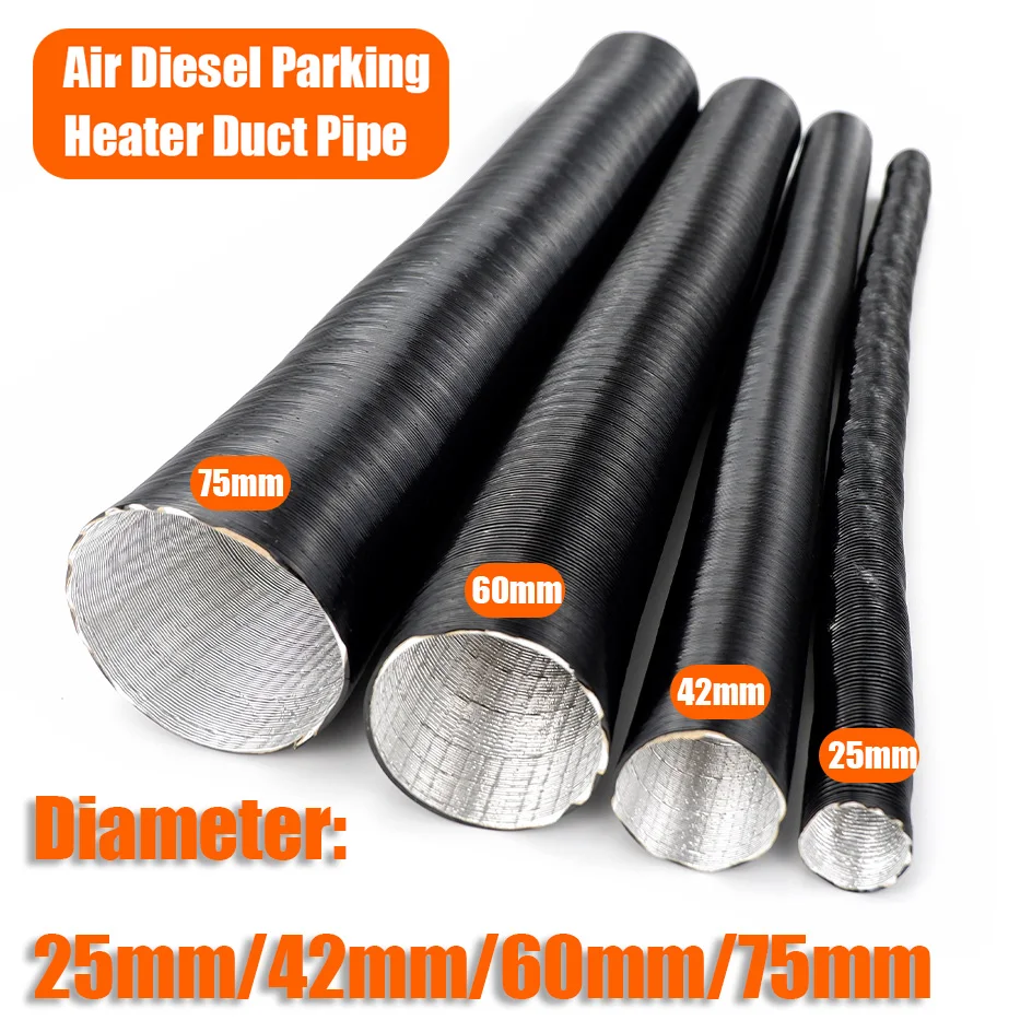 25mm 42mm 60mm 75mm Diameter 100-300cm Length Air Diesel Parking Heater Duct Pipe Tube Hose For ...