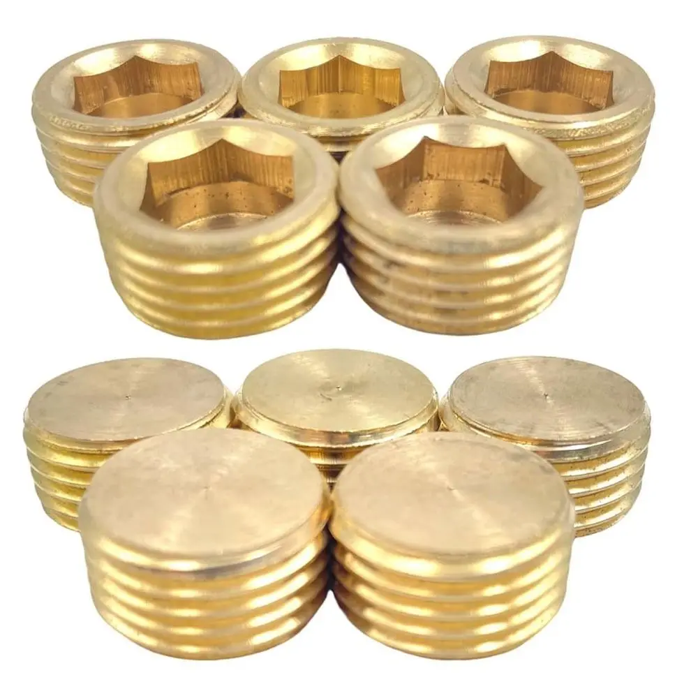 10PCS-Brass-Male-Plug-Connecting-1-2-NPT-Plug-Fittings-End-of-Pipe-Cold ...