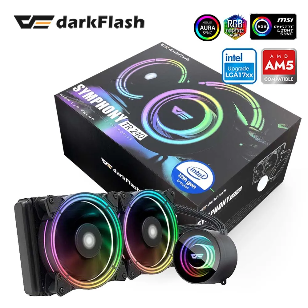 Darkflash Tr Water Liquid Cooling Cooler Cpu Radiator 4pin Pwm Rgb Aura ...