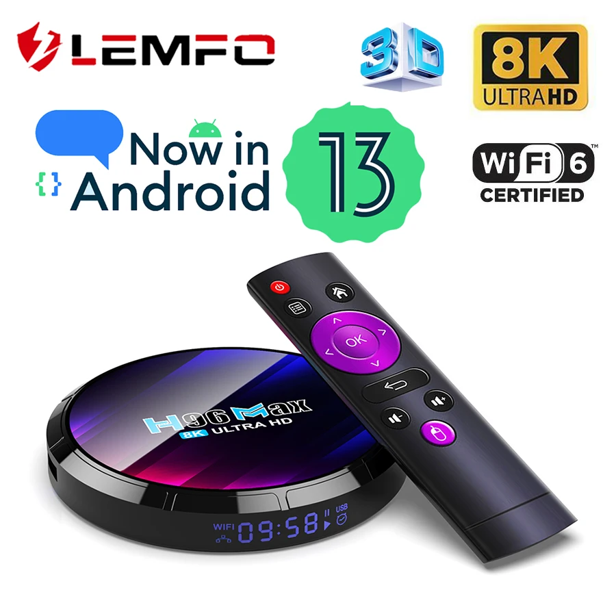 Android 13 H96 MAX TV Box 8K Rockchip3528 Wifi6 4GB 64GB Media Player Android 13 H96 MAX TV Box 8K Rockchip3528 Wifi6 4GB 64GB Media Player