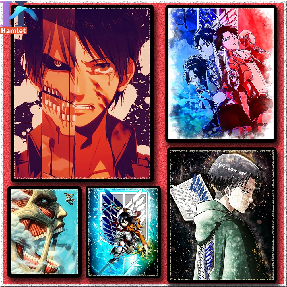 Pintura por números de ataque a Titanes, dibujo acrílico pintado a mano ...