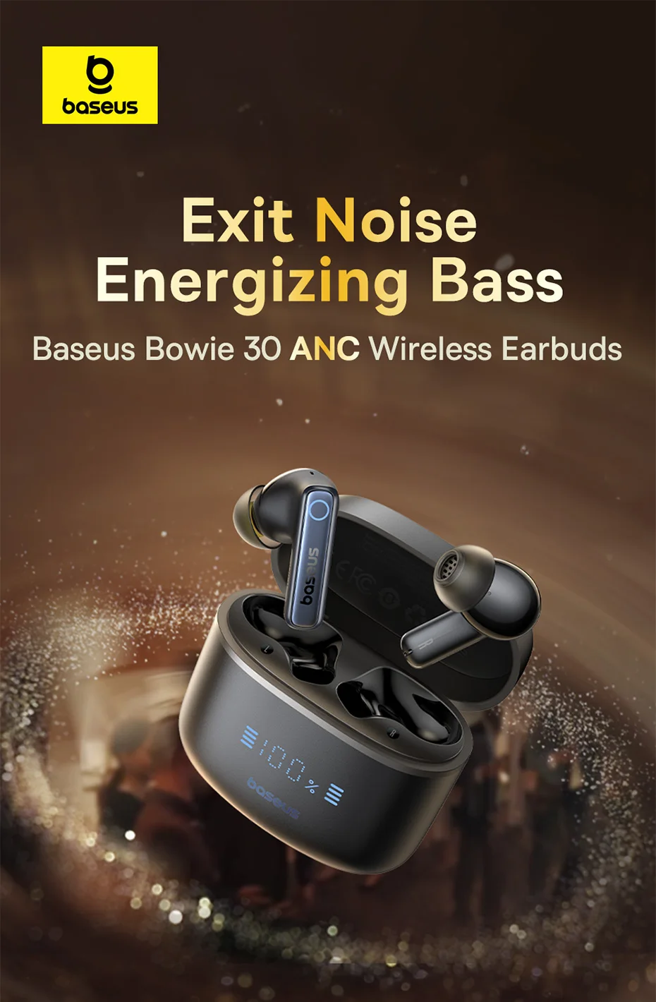 Беспроводные наушники Baseus ANC с шумоподавлением, 50 дБ, Bluetooth 5 ...