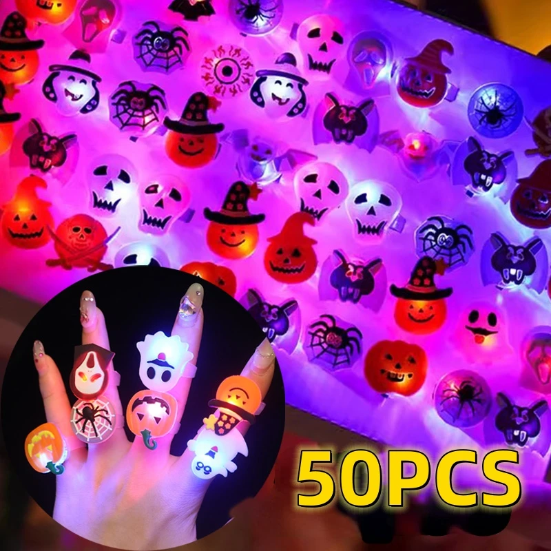 LED-Halloween-Glow-Ring-Creative-Glowing-Pumpkin-Ghost-Skeleton-Ring ...