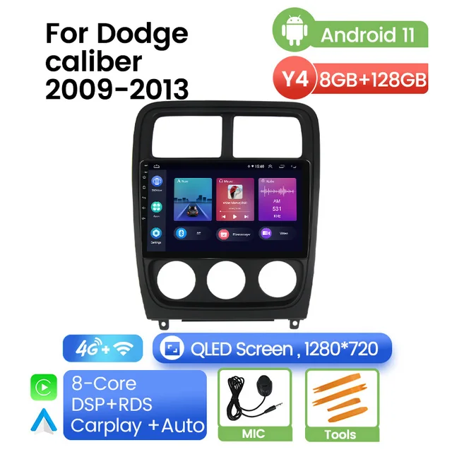 10'' QLED Screen Wireless Carplay For Dodge Caliber 2009 – 2011 Car ...