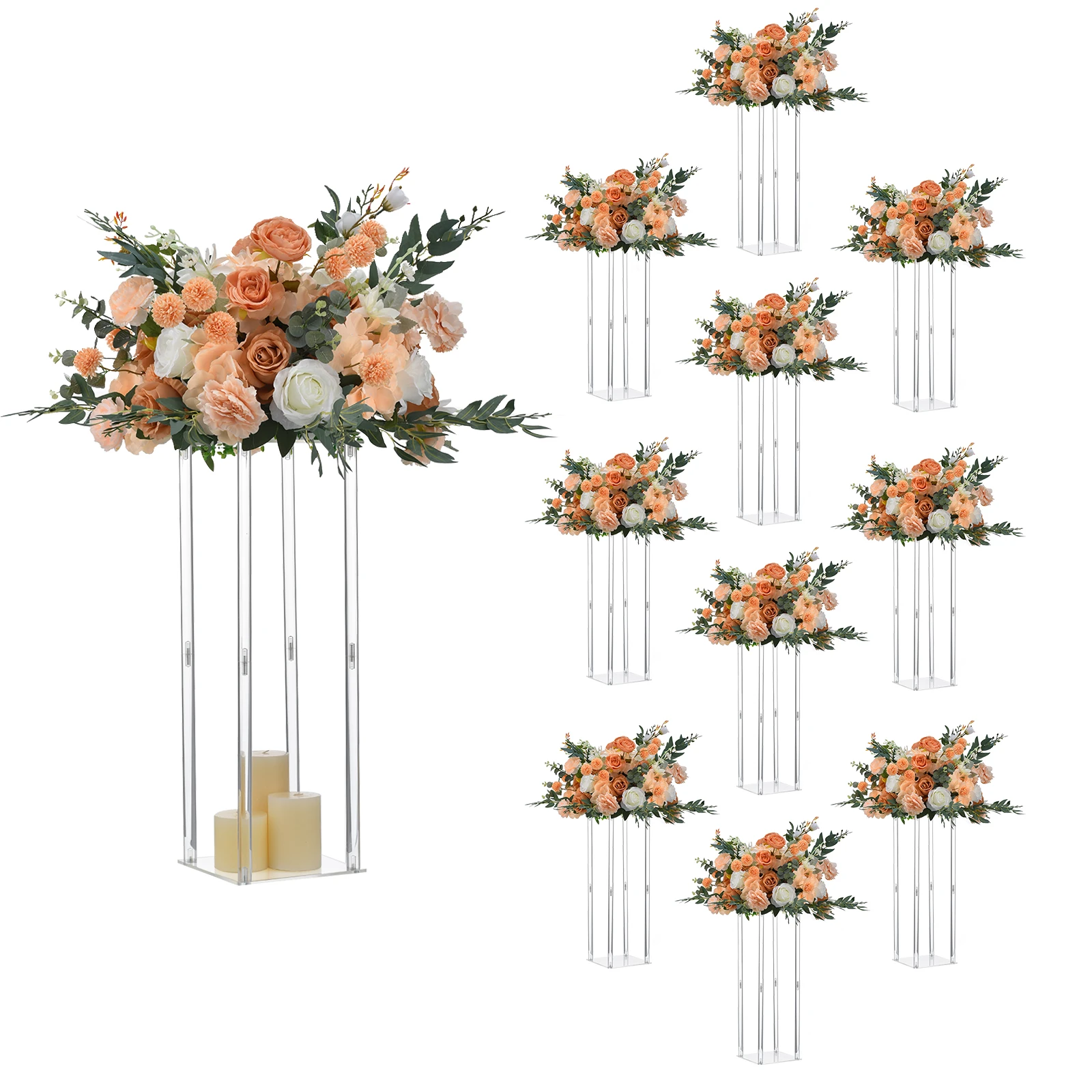 12Pcs Wedding Flower Stand Vase 23.6” Tall Acrylic Flower Stand for ...