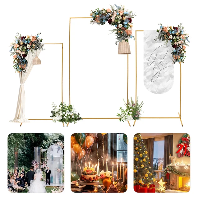 Photo Booth Arch 6.6FT X 6.6FT Gold Wedding Arch Frame – Square Metal ...