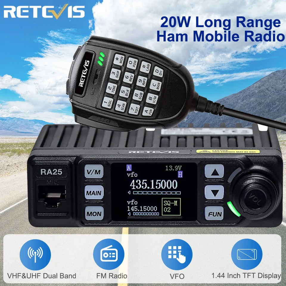 Retevis RA25 Mobile Car Radio Station Dual Band/GMRS Long Range Ham ...