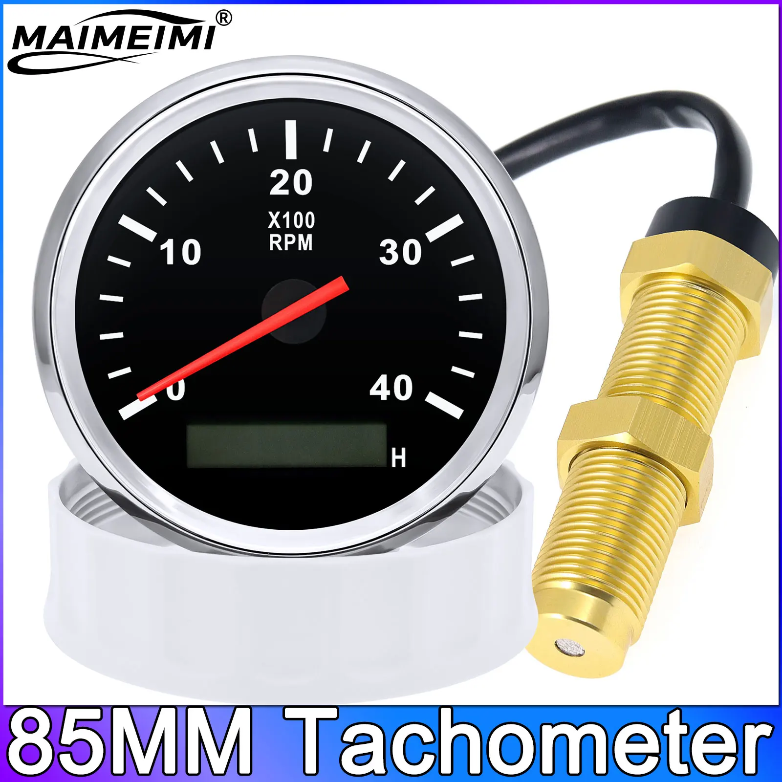 3000RPM 4000 RPM Meter + M16 Tachometer Sensor 85MM Gauge Engine Tacho ...