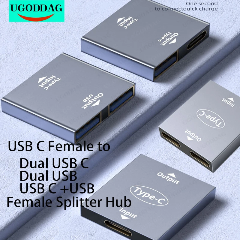 New-USB-C-Female-to-Dual-USB-C-Female-Splitter-Hub-Convter-Adapter-Type ...