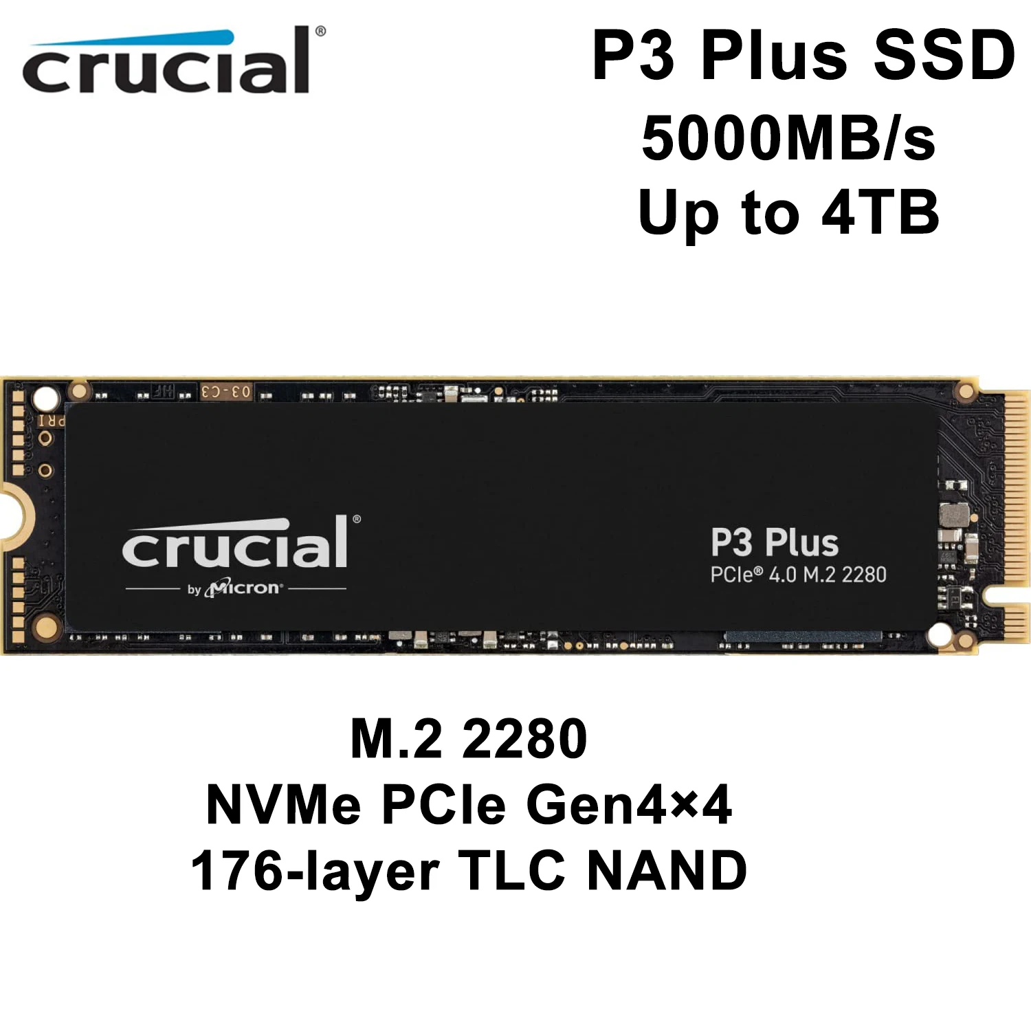 Crucial P3 Plus 500GB 1TB 2TB 4TB PCIe 4.0 3D NAND NVMe M.2 SSD Solid State Drive For Laptop ...