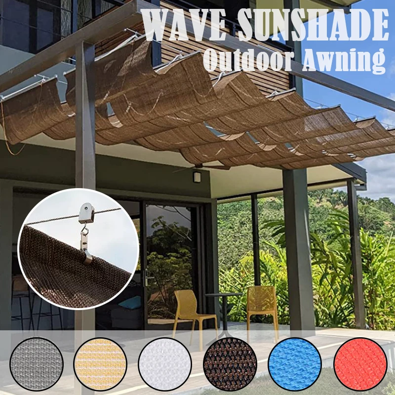 Retractable Wave Sunshade Net Telescopic Awning Outdoor Shading Sail ...
