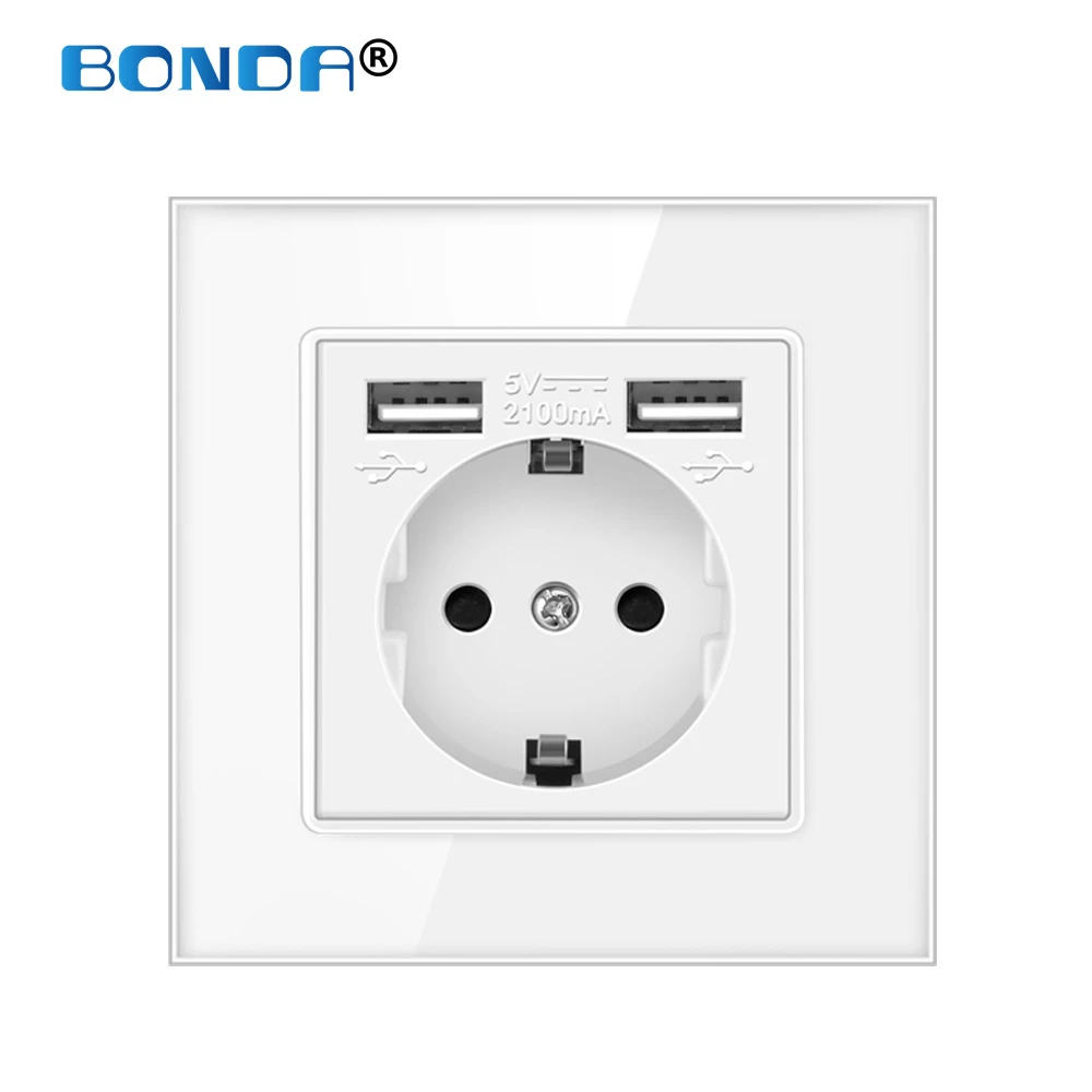 Usb Wall Socket Eu Power Plug Dual Usb Charger Plug Wall Outlet 16a ...