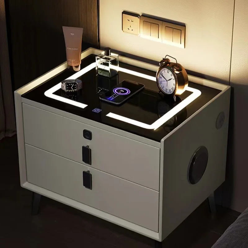 Smart-Bedside-Table-Simple-Bedroom-Storage-Solid-Wood-Light-Luxury ...