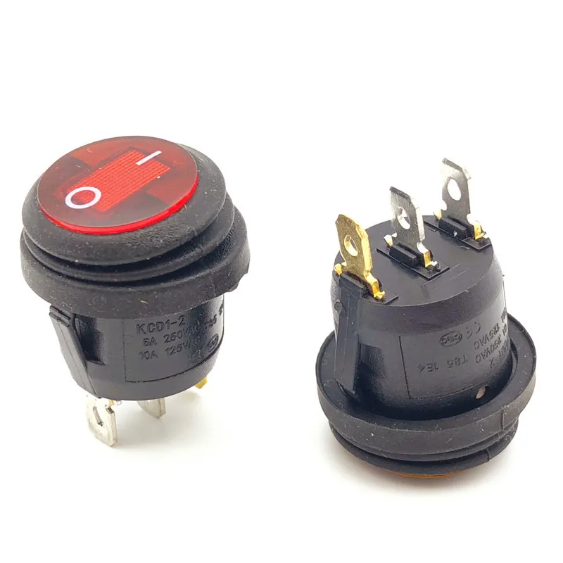1/4 Pcs Mini Round Shape Waterproof Rocker Switch KCD1,ON/OFF ...