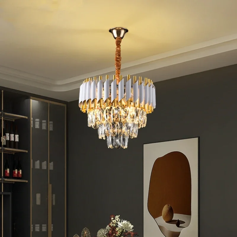 Black-Luxury-Crystal-Chandeliers-LED-Round-Long-Luster-Lighting-for-Kitchen-Living-Room-Hotel ...