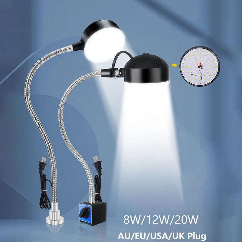 8-12-20W-LED-Machine-Tool-Working-Lamp-Workshop-Magnetic-Base-Gooseneck ...
