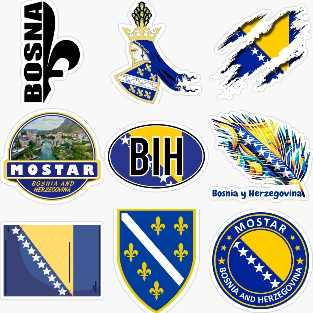 BIH-Bosnia-and-Herzegovina-Flag-Creative-PVC-Accessories-Stickers-for ...