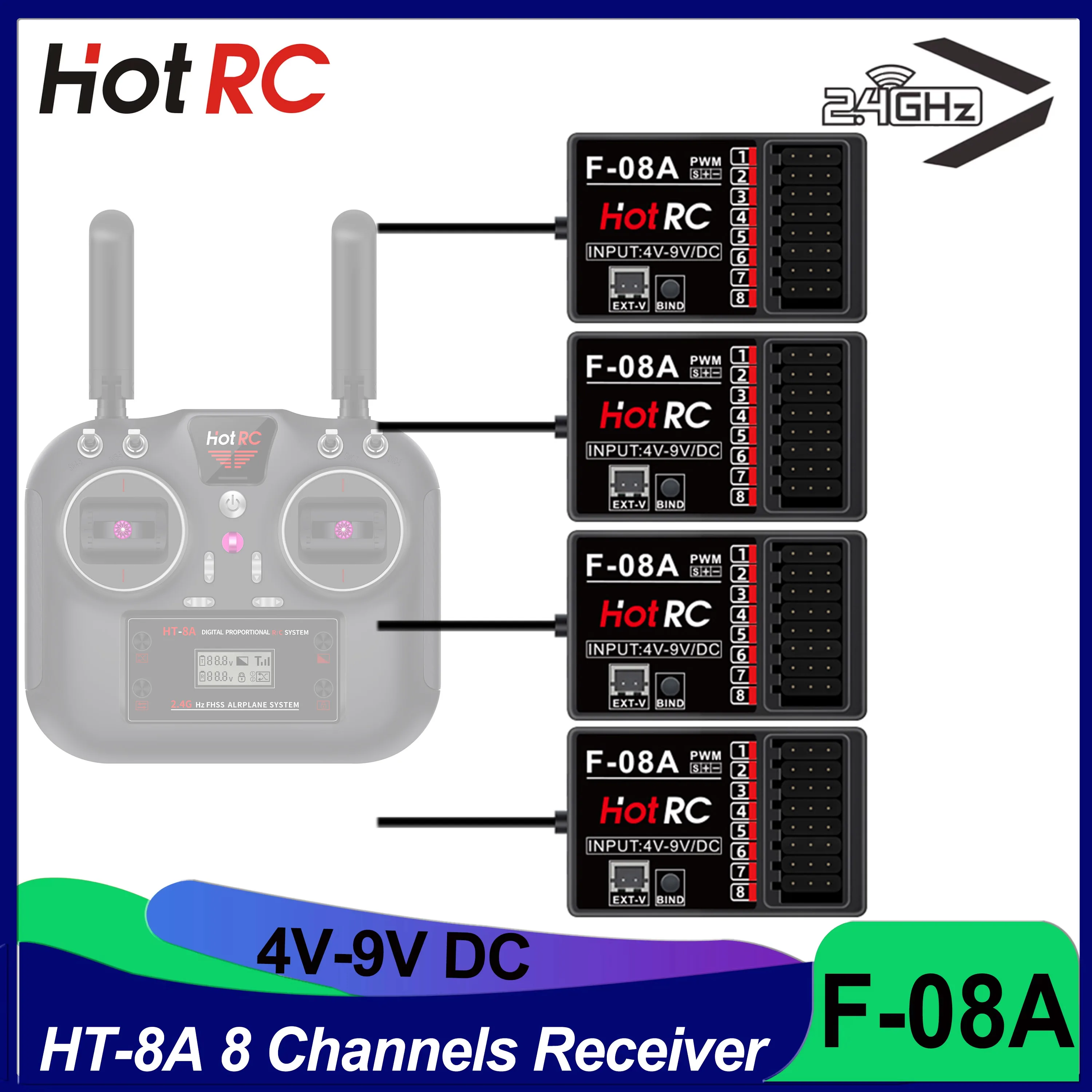 HOTRC RC Model Parts 8 Channels Mixed Control Function Receiver 4-9V DC ...