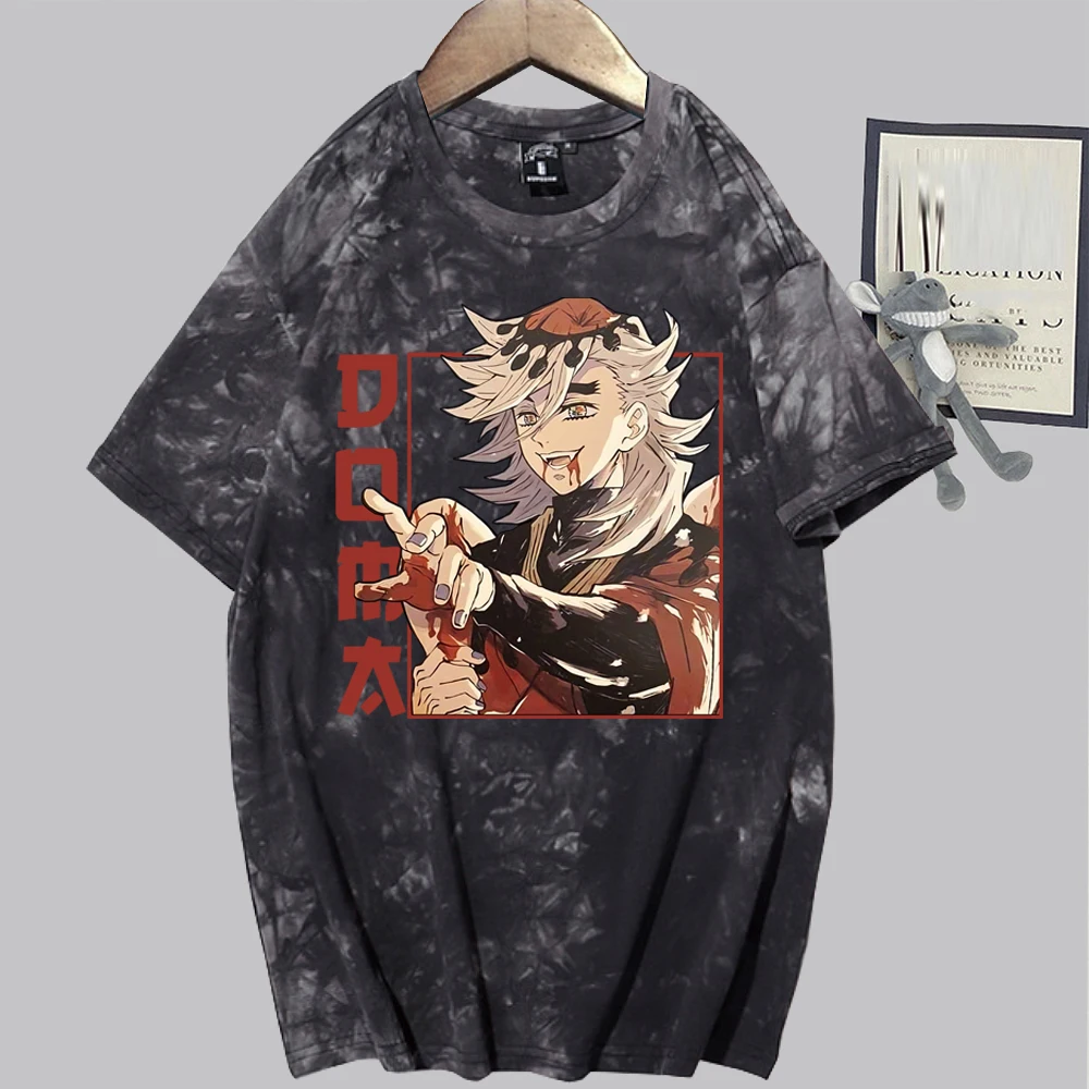 Dämon Slayer Douma Tie Dye T Shirt Anime Oansatz Kurzen Ärmeln Casual ...