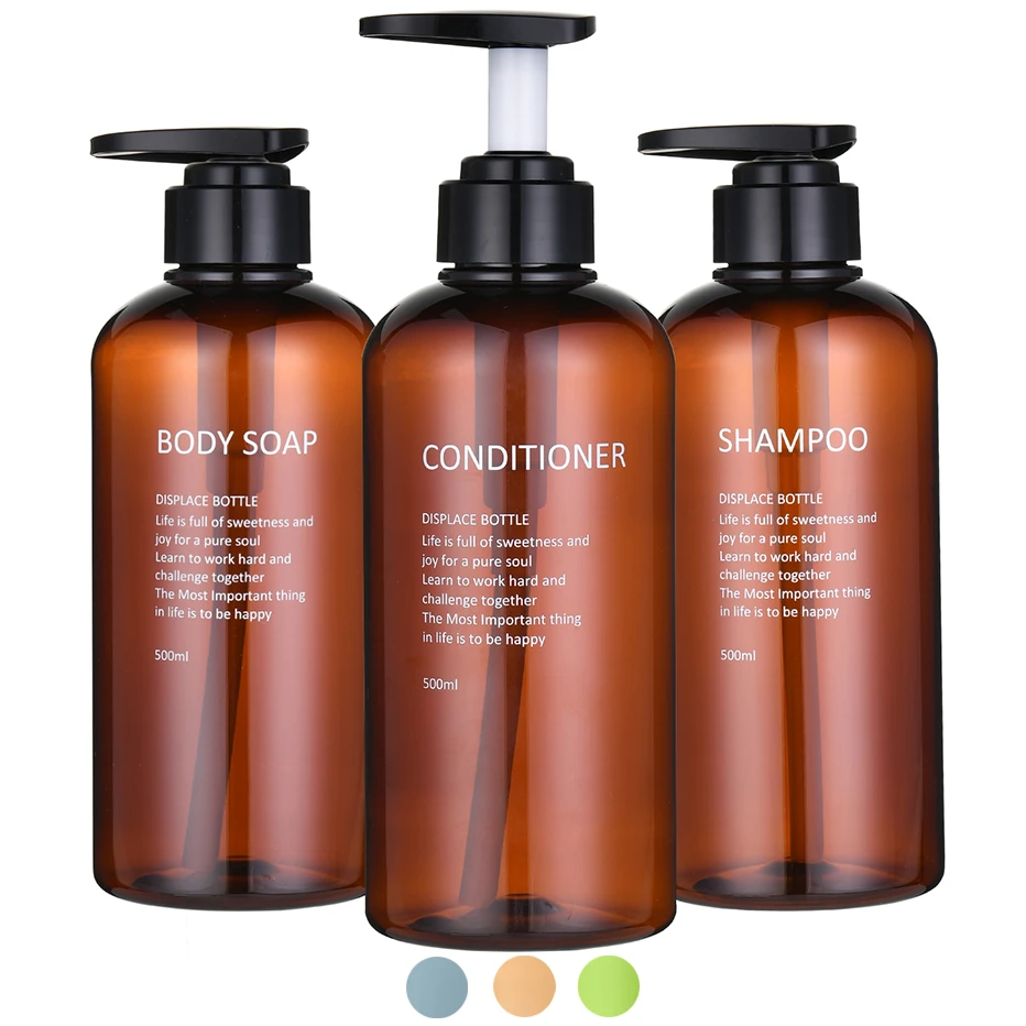 Refillable Shampoo Conditioner Body Wash Dispenser Set Printed Letters ...