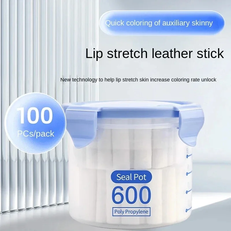 100PCS-Box-Disposable-Lip-Tattoo-Skin-Stretching-Cotton-Stick-Semi ...