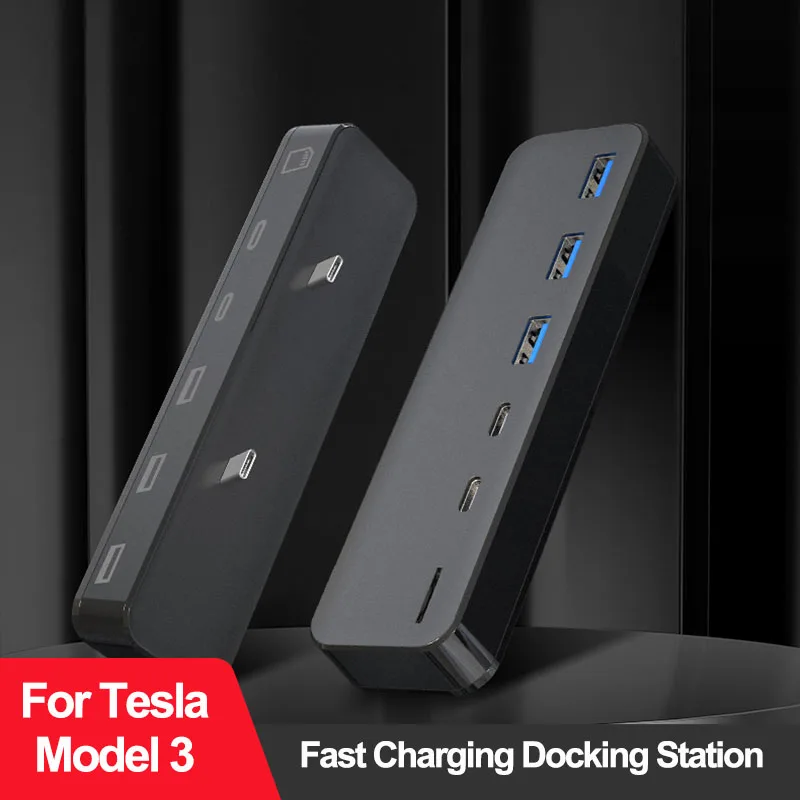 Docking-Station-For-Tesla-Model-3-Y-USB-Hub-27W-Intelligent-Fast ...