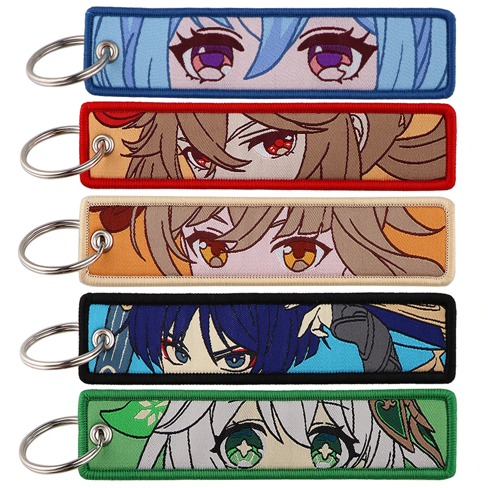 Anime-Game-Embroidery-Key-Fobs-Holder-Key-Tags-Keychain-for-Motorcycles ...