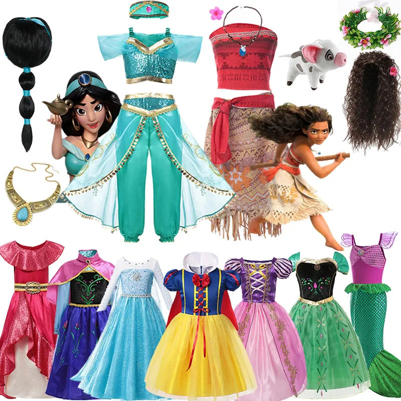 Vestido-de-princesa-Jasmine-de-Disney-para-ni-as-disfraz-de-Moana-Anna ...